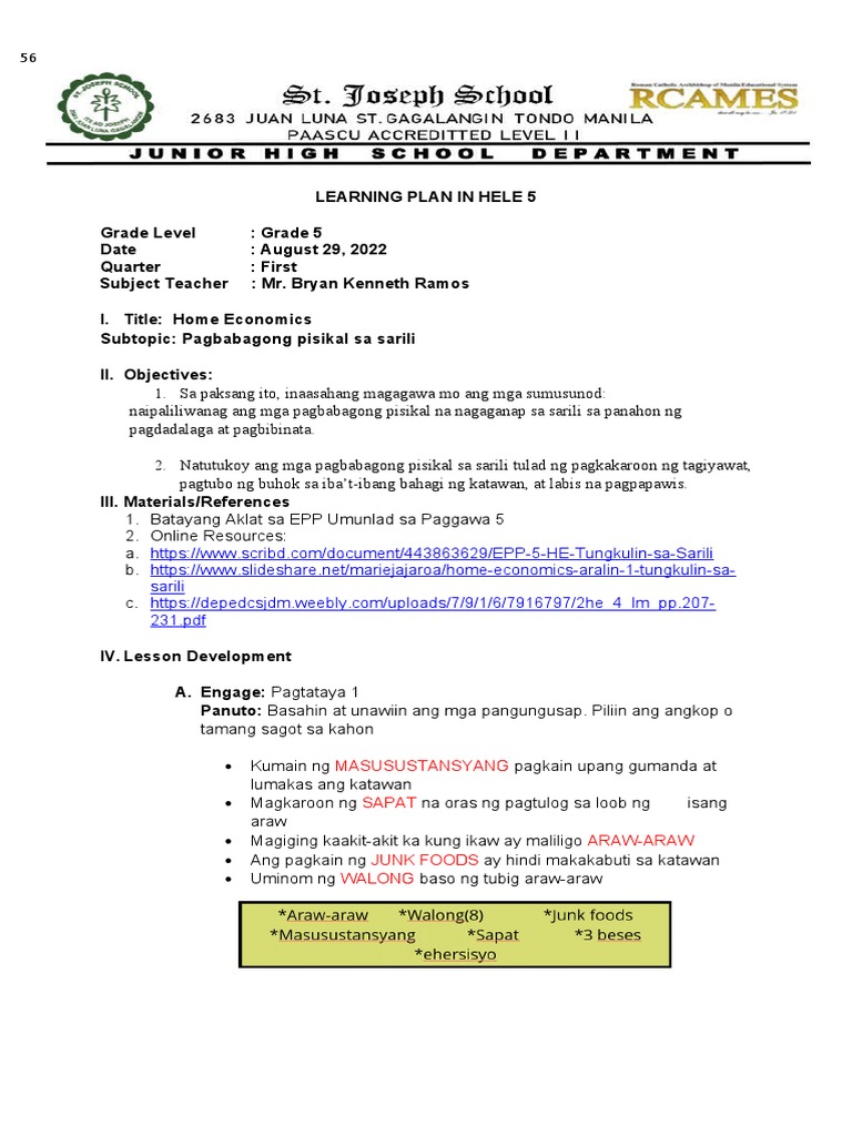 Learning Plan Grade 5 (WEEK 2) | PDF