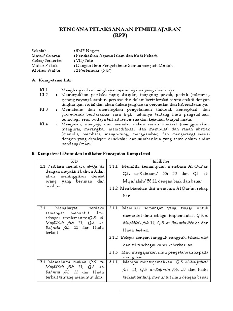 RPP KD 1 | PDF