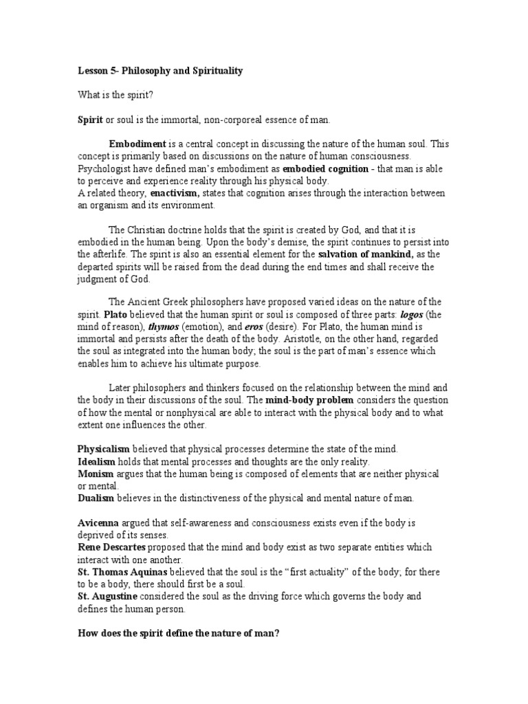 Lesson 5 - Philosophy and Spirituality | PDF | Philosophy