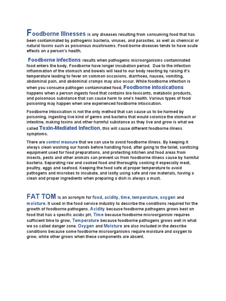 Foodborne Illness Essay | PDF | Foodborne Illness | Foods
