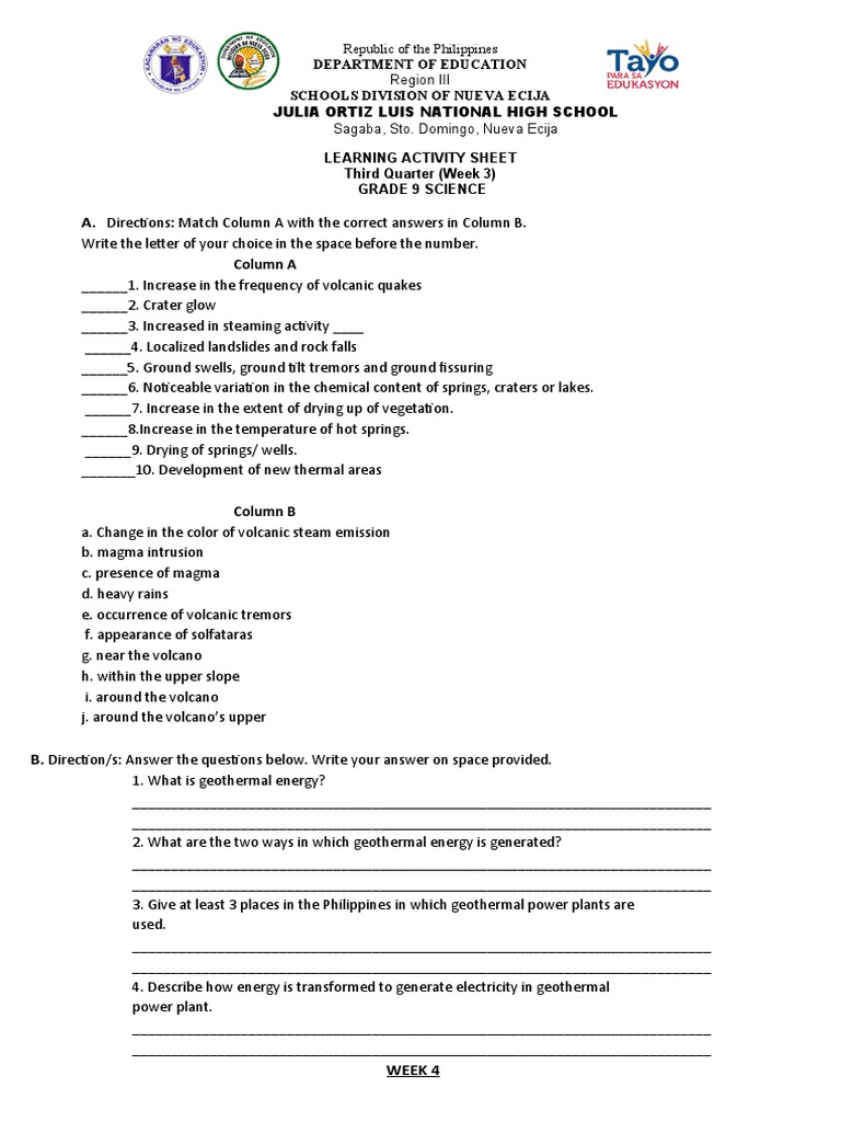 3RD Quarter Las G9 | Download Free PDF | Volcano | Power Station