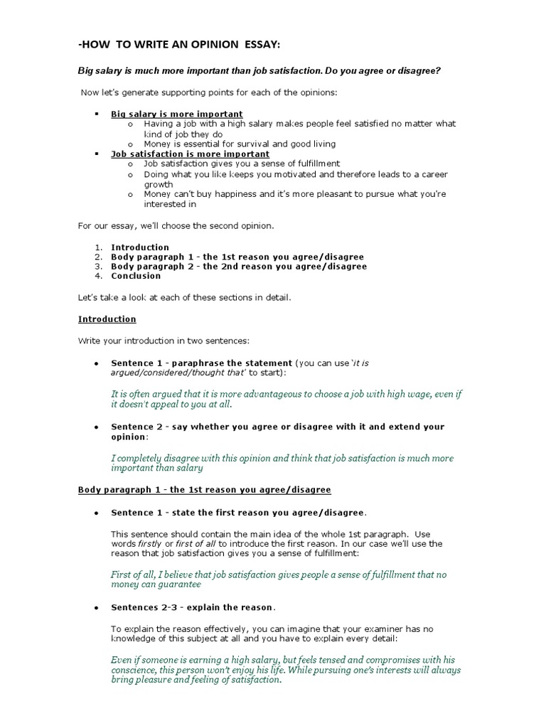 How To Write An Opinion Essay | PDF | Reason | Salary