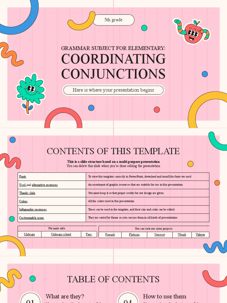 Grammar Subject For Elementary - 5th Grade - Coordinating Conjunctions ...