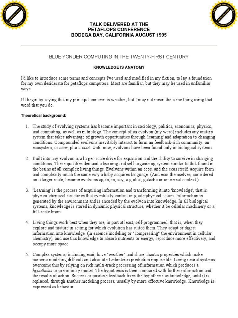 Bear, Greg - Blue Yonder Computing | PDF | Software | Information