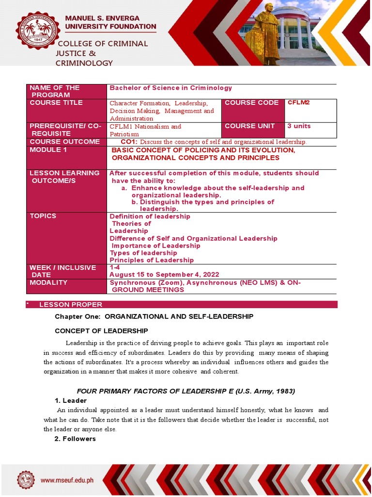 CFLM2 Prelim Module | PDF | Leadership | Power (Social And Political)