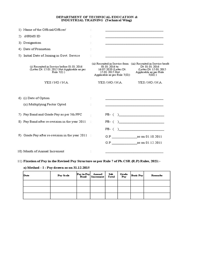 6th Pay Commission Pay Fixation Form | PDF | Finance & Money Management