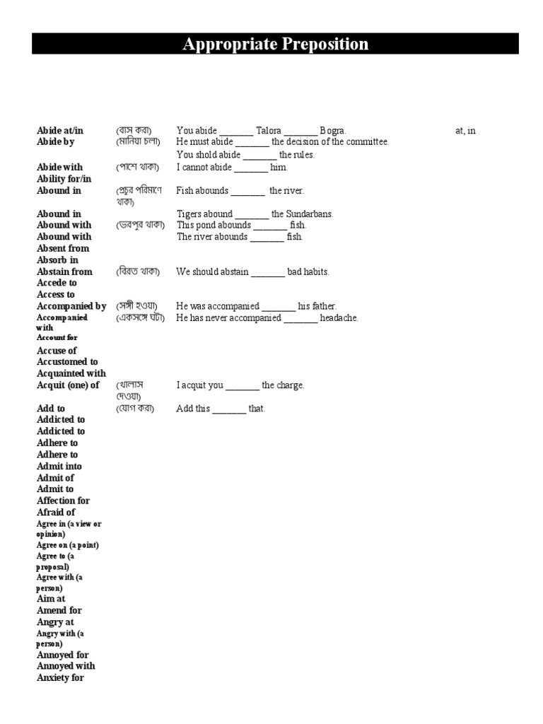Appropriate Preposition Pdf