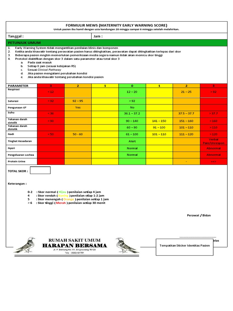 Formulir Ews Kebidanan | PDF