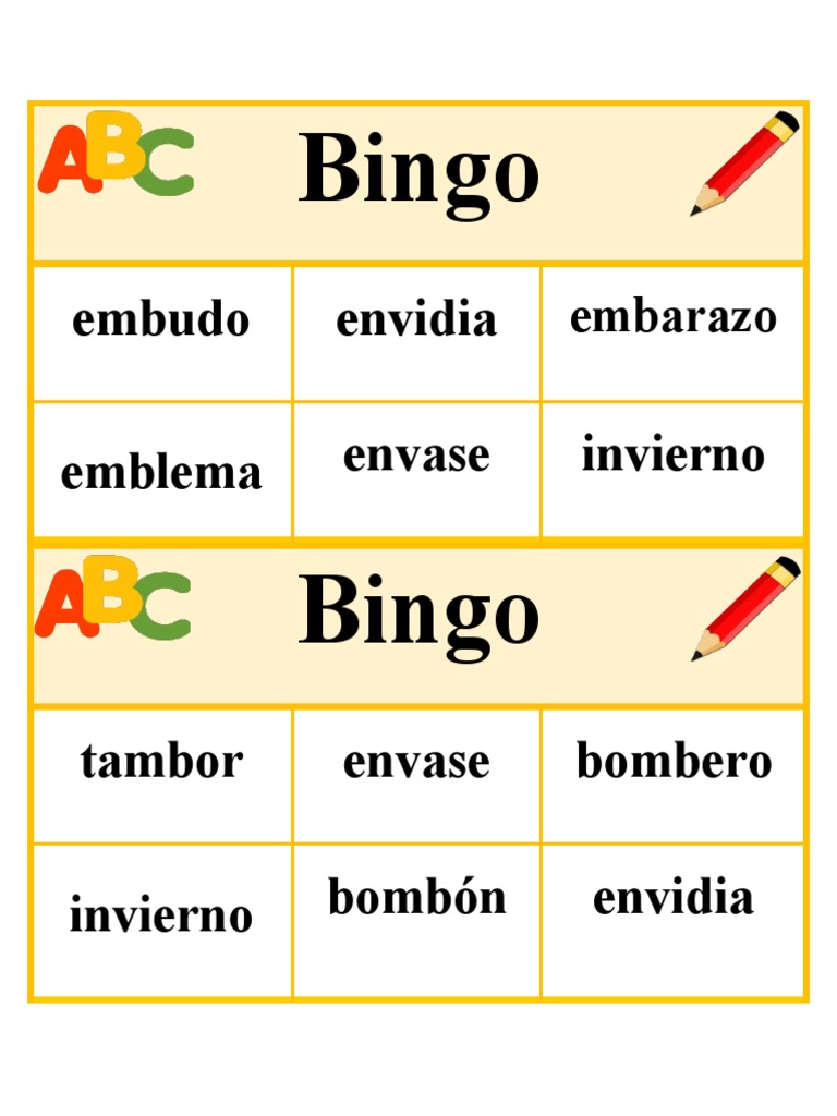Bingo de Combinaciones MB, NV, MP | PDF