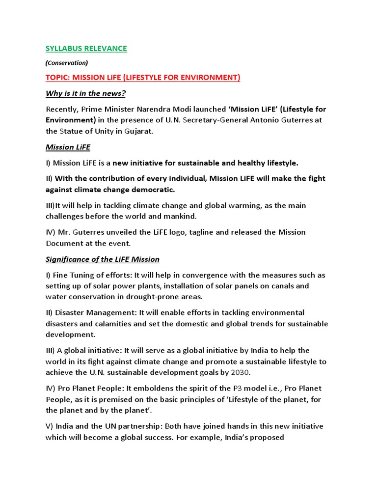 MISSION LiFE (LIFESTYLE FOR ENVIRONMENT) | PDF | Sustainability ...