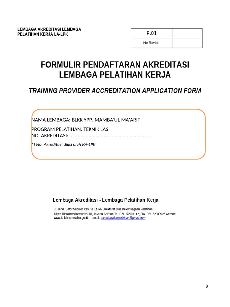 Akreditasi LPK Teknik Las | PDF