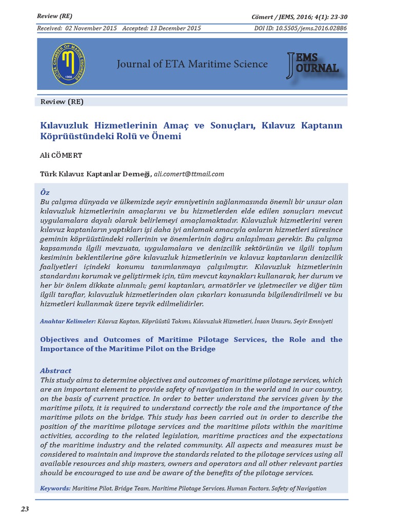 Objectives and Outcomes of Maritime Pilotage Services The Role and The ...