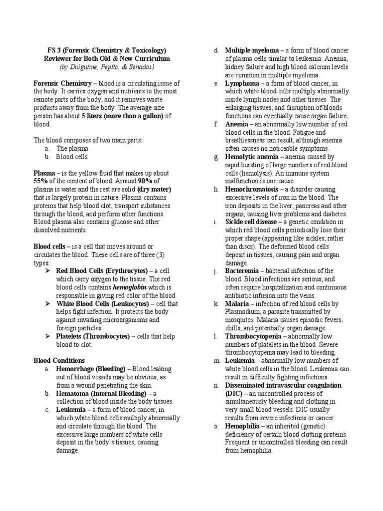 Forensic Chemistry & Toxicology | PDF | Blood Cell | Blood