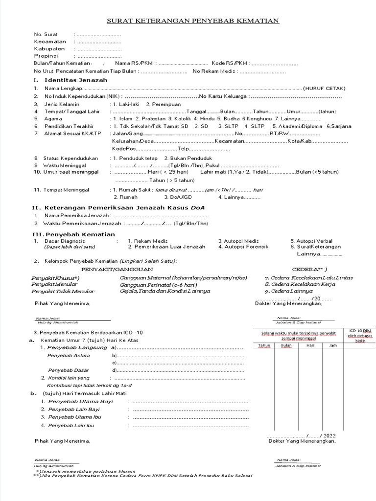 FORM SERTIFIKAT KEMATIAN (Benar) | PDF