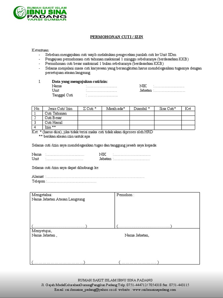 (NEW) Format Surat Izin Cuti Sesuai Tata Naskah | PDF | Bisnis