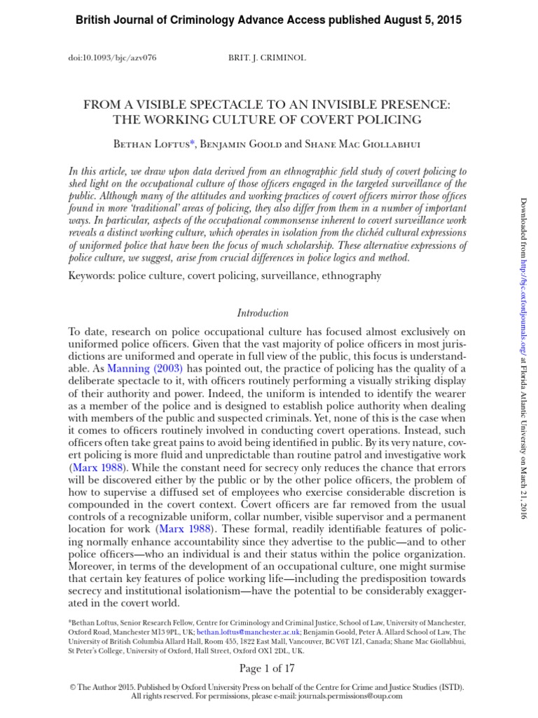 From A Visible Spectacle To An Invisible Presence | PDF | Police ...