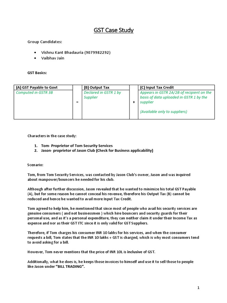 GST Case Study | PDF | Value Added Tax | Taxes