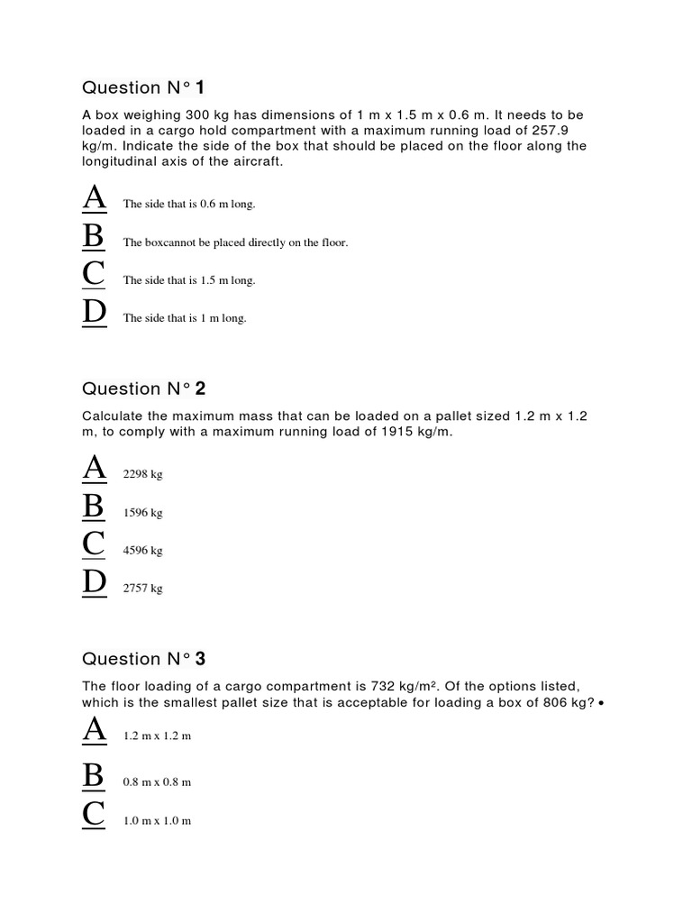 031 - Mass Balance - Questions | PDF | Cargo | Transport