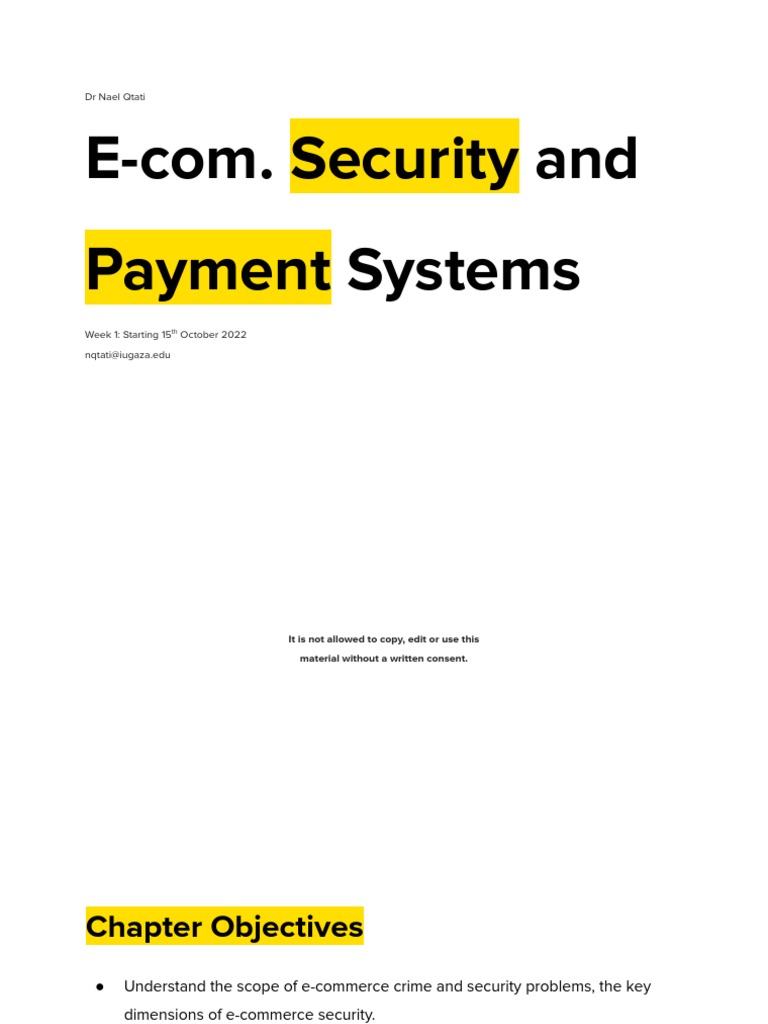 E-Commerce Security and Payment Systems | PDF | Public Key Cryptography | Encryption
