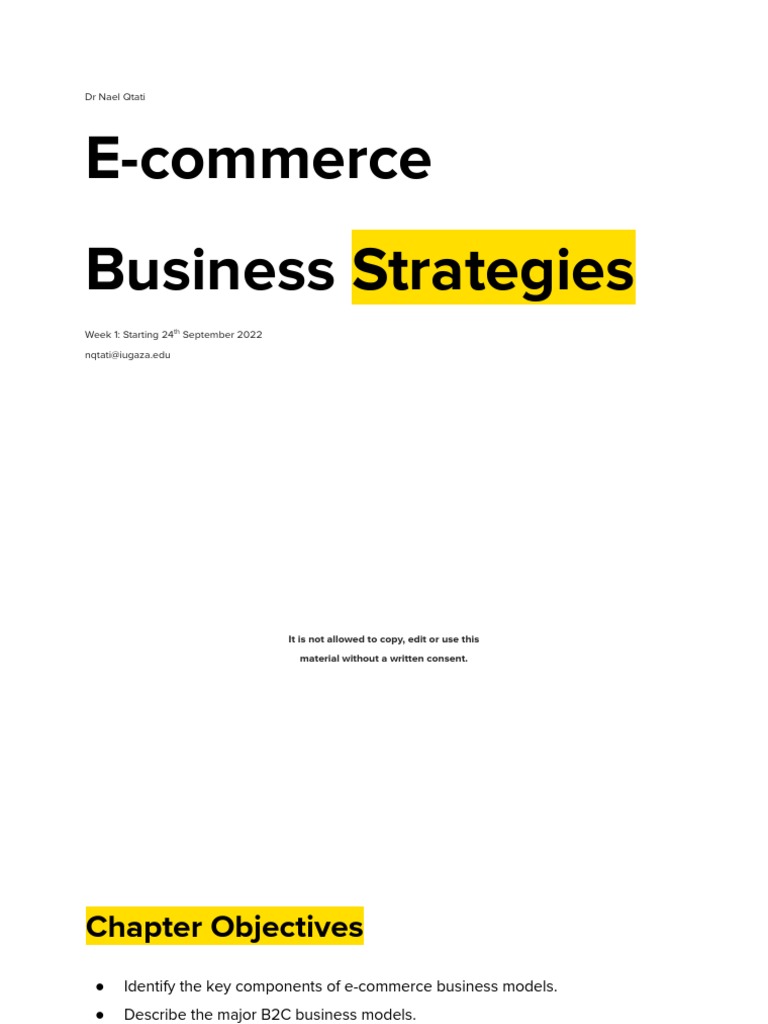 Ch2 - E-Commerce Business Strategies - DR Nael Qtati | PDF | Online ...