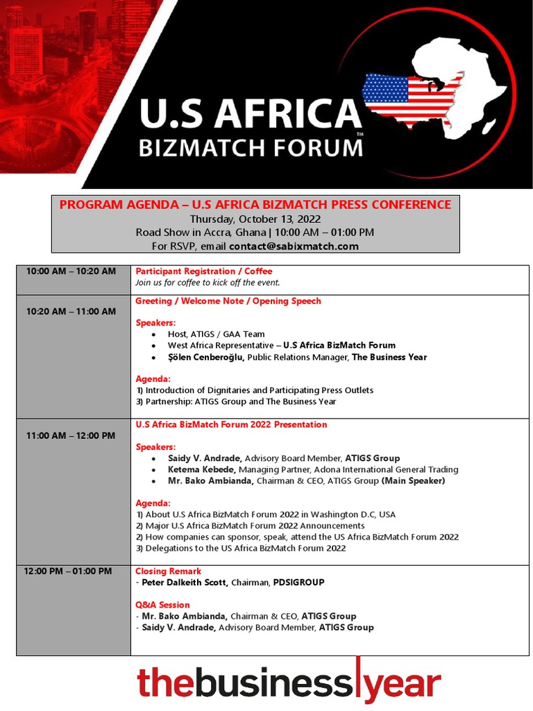 US Africa BizMatch Forum 2022 - Press Conference | PDF