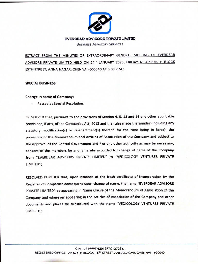 Advisors - EGM Resolution | PDF