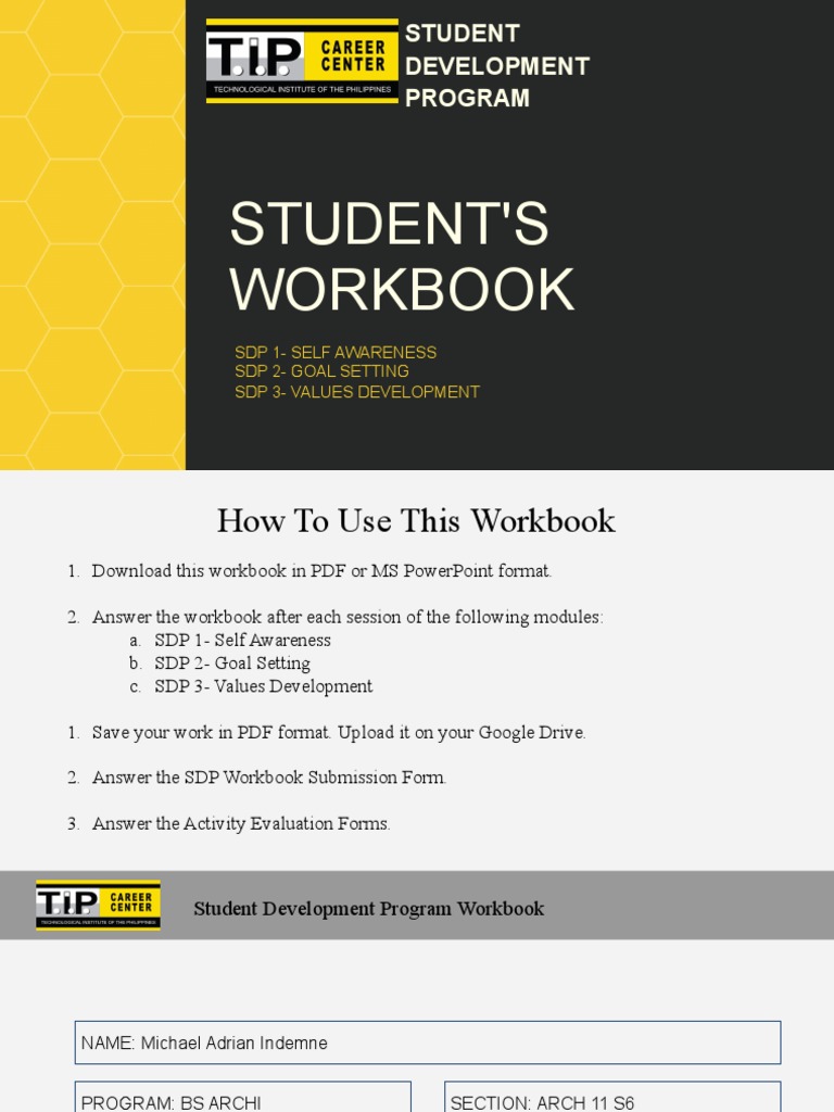 SDP Students Workbook | PDF | Self Awareness | Goal