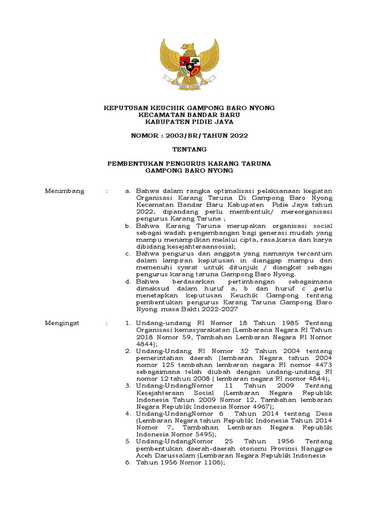 Contoh SK Karang Taruna | PDF