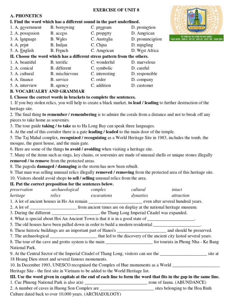 11 Tieng Anh Le Thi Hue Exercise of Unit 8 - 11 Ad6c86e0b3 | PDF | Hue ...