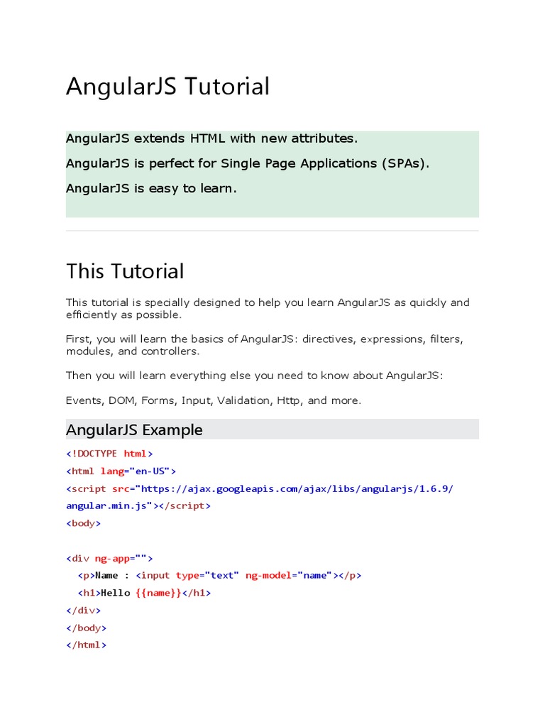 AngularJS Tutorial | PDF | Angular Js | Html AngularJS Tutorial | PDF | Angular Js | Html