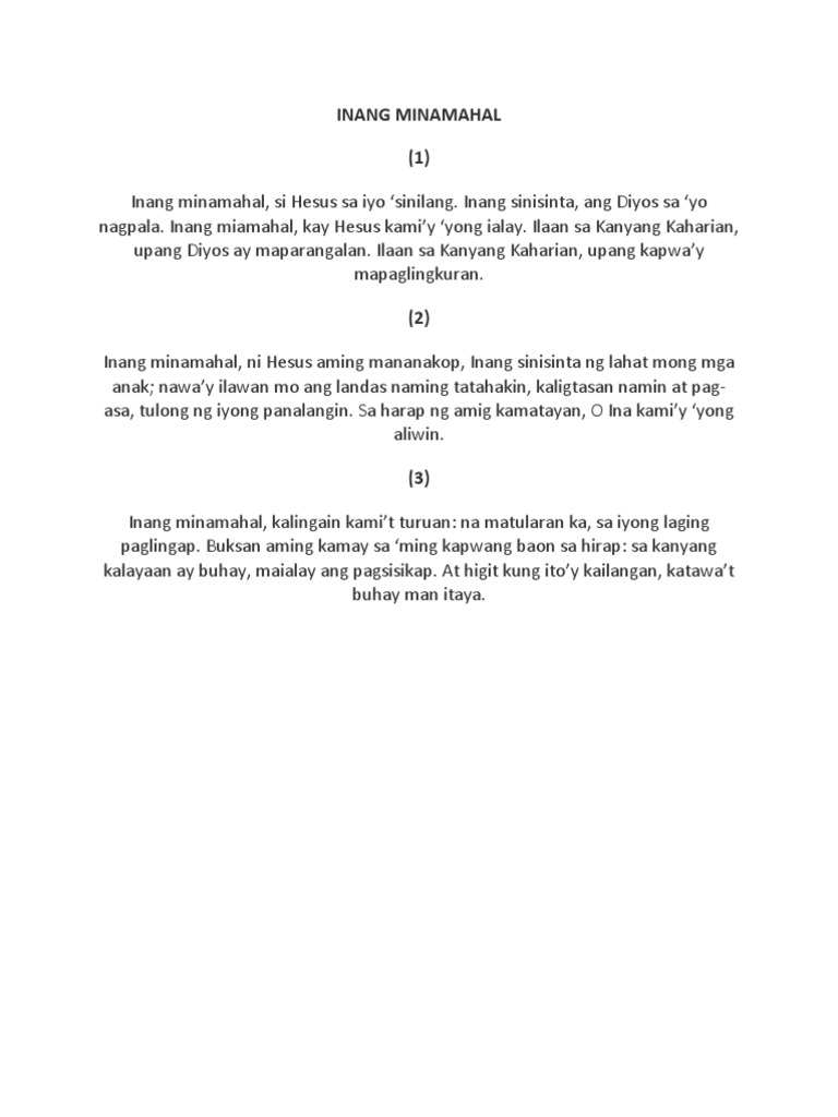 Inang Minamahal | PDF