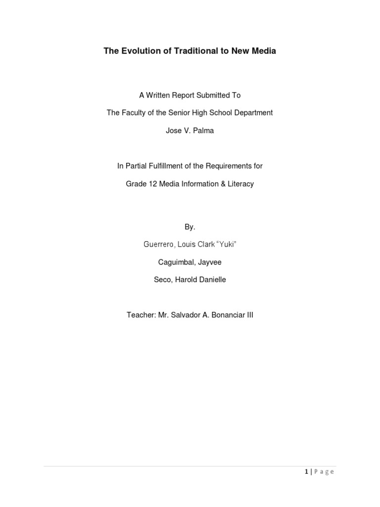 MIL Written Report | PDF | Telecommunications | Mass Media