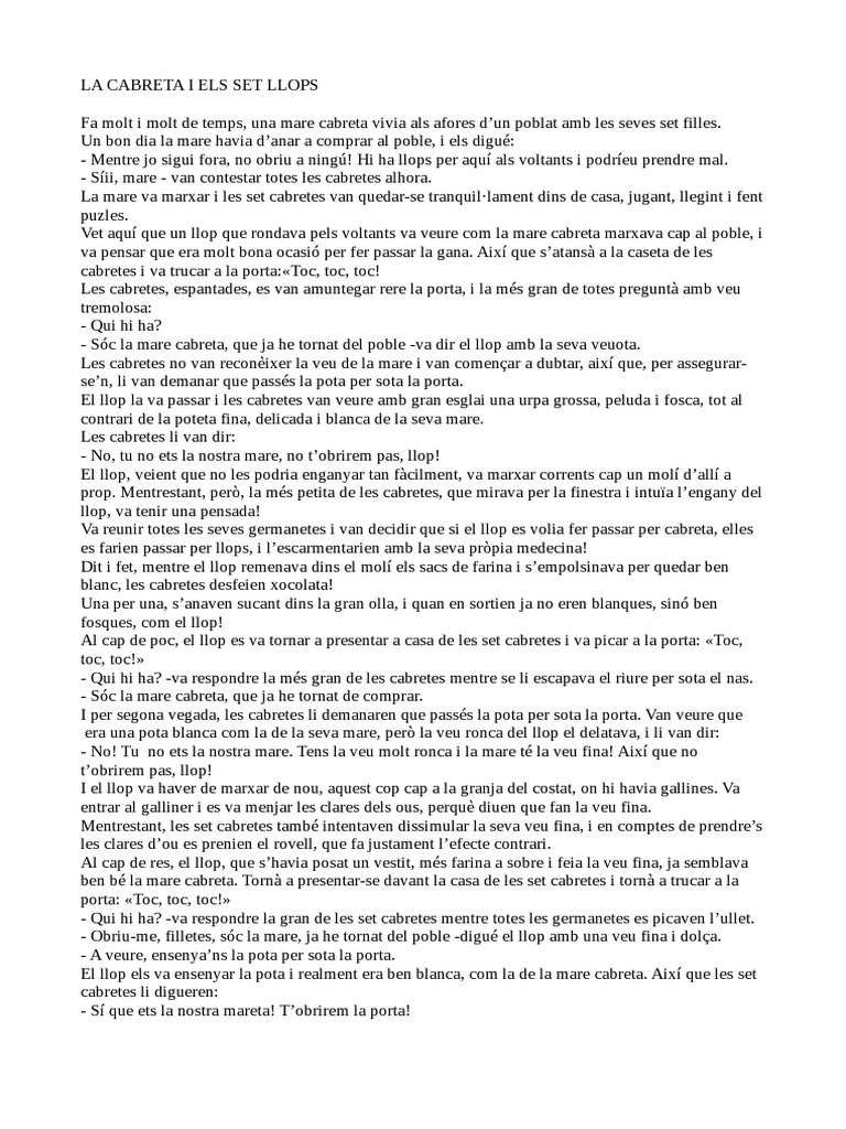 La Cabreta I Els Set Llops | PDF