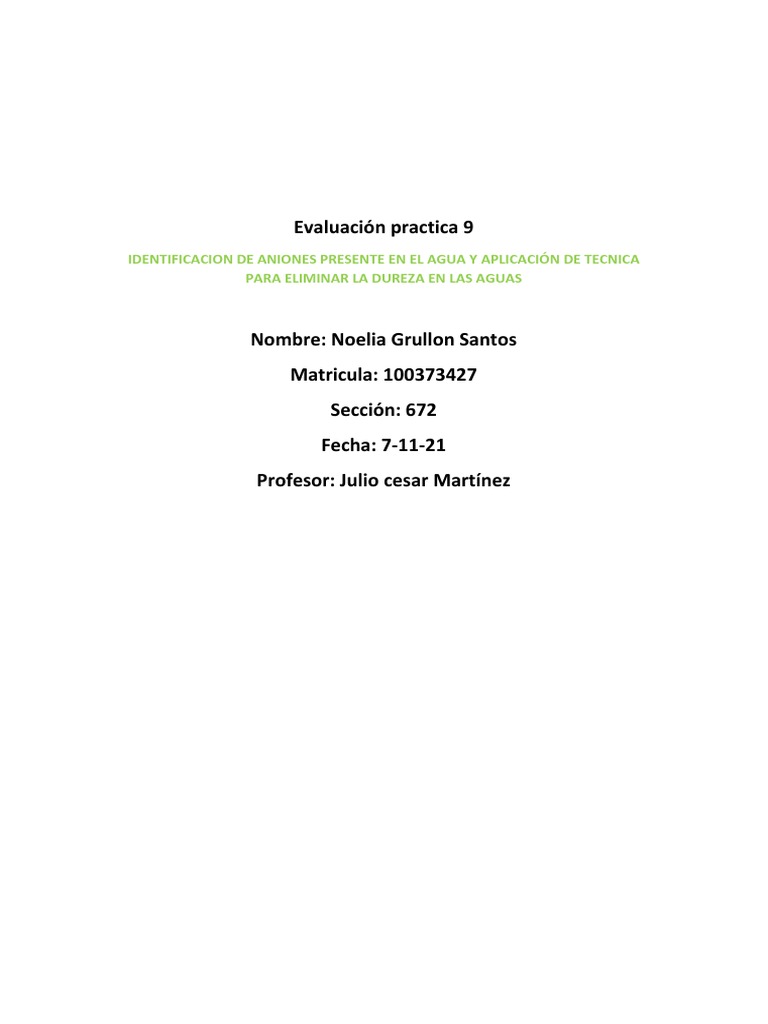 Practica 9 de Laboratorio Quimica | PDF