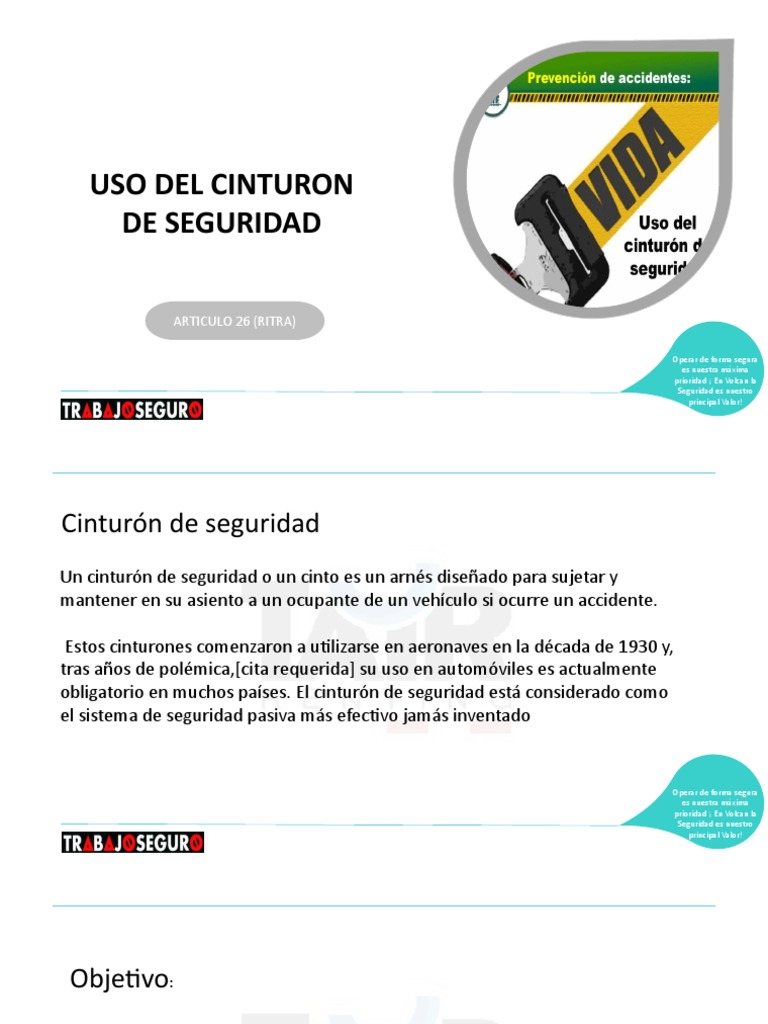 Uso de Cinturon de Seguridad | PDF | Cinturón de seguridad | Tecnologías automotrices