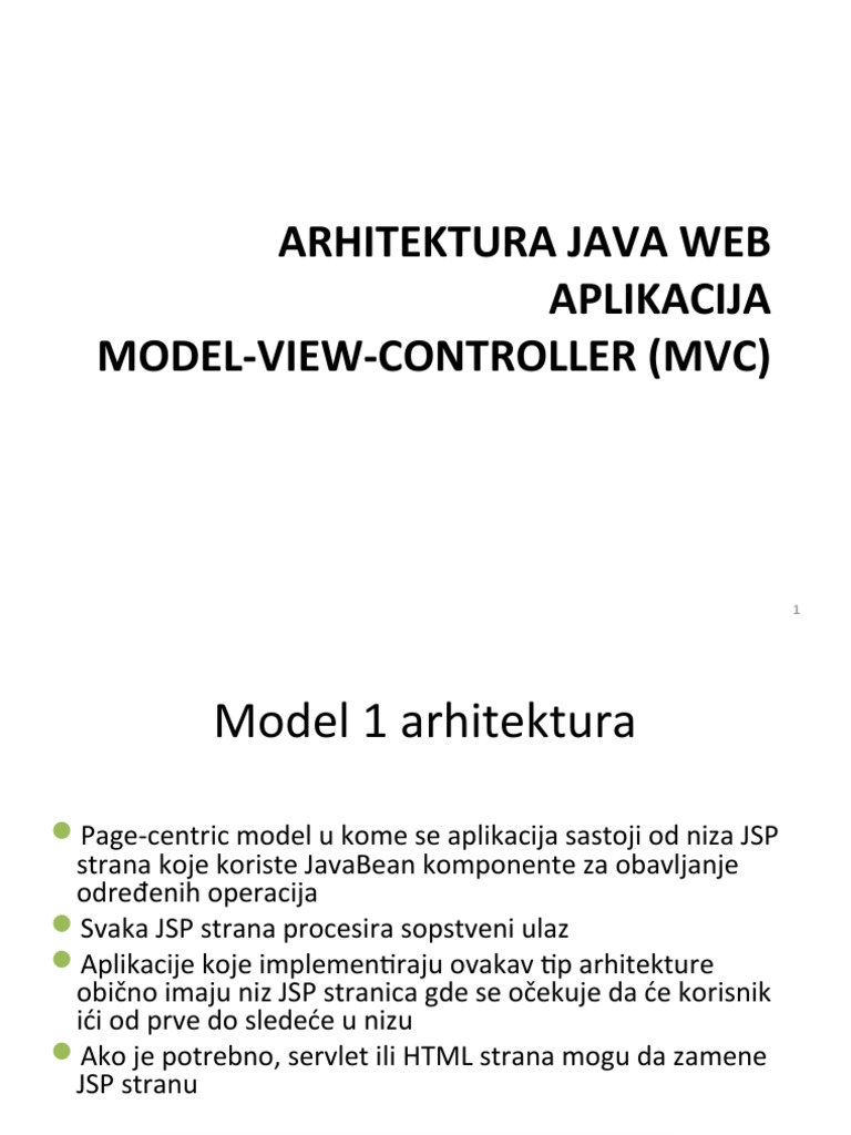 Arhitektura Java Web Aplikacija Model View Controller Mvc Pdf