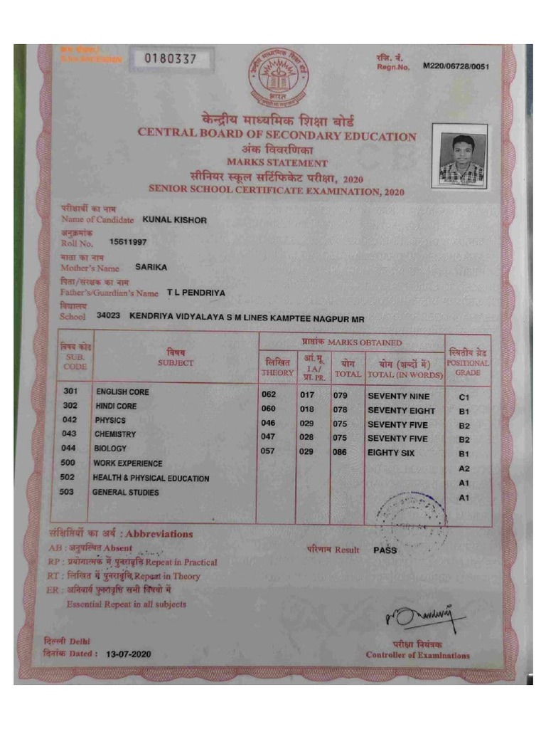 12 TH Mark Sheet PDF | PDF