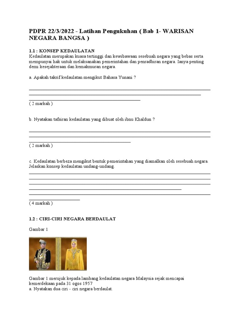 Latihan PDPR Bab 1 T5 KSSM | PDF