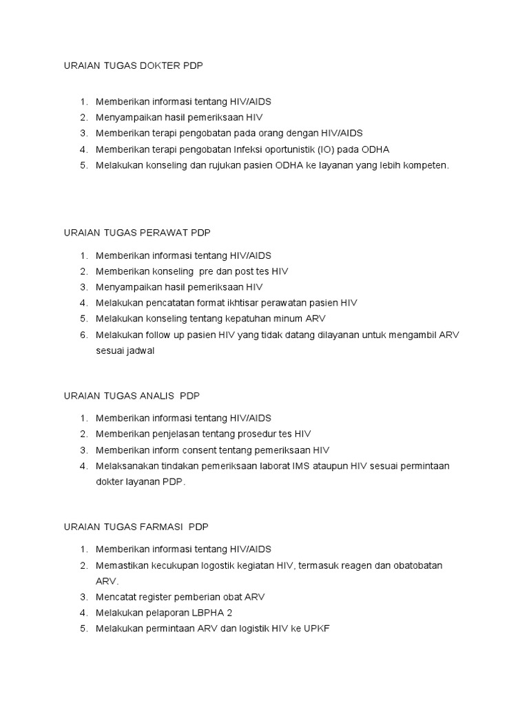 Uraian Tugas Dokter PDP | PDF