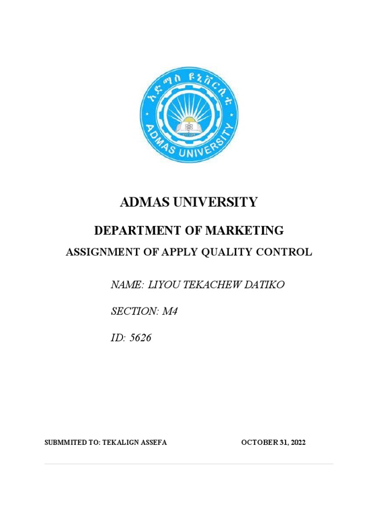 ADMAS UNIVERSITY (2) .Docxxx | PDF | Quality Assurance | Standardization