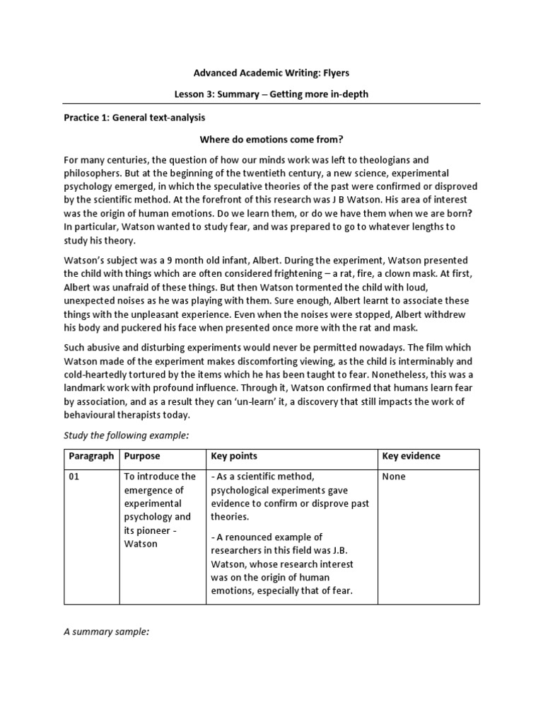 Advanced Academic Writing, Flyers, Summary | PDF | Experiment | Psychology