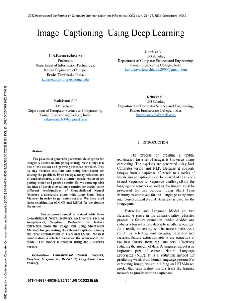 Image Captioning Using Deep Learning | PDF