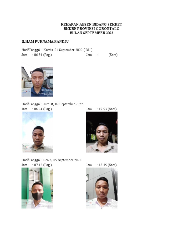 Rekapan Absen September Bidang Sekret | PDF