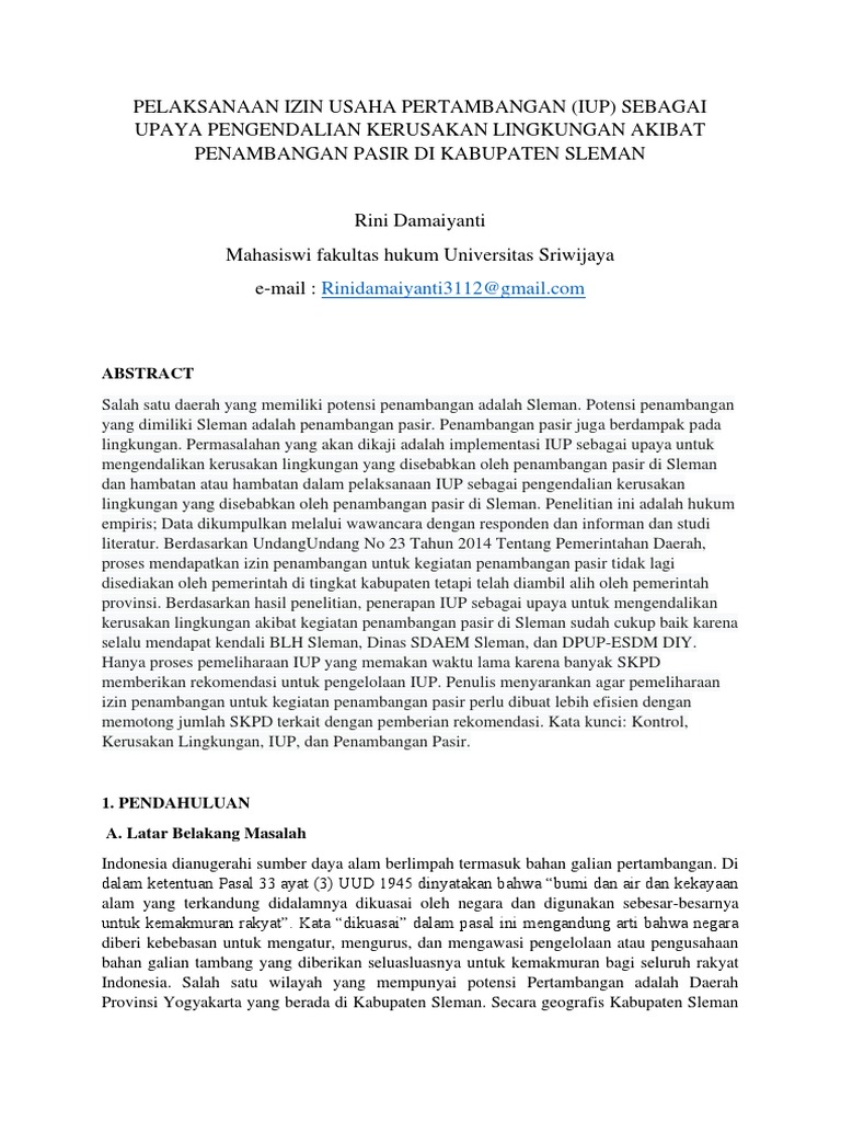 Pelaksanaan Izin Usaha Pertambangan Iup | PDF | Sains & Matematika