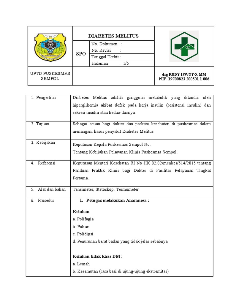 SOP Diabetes Melitus | PDF