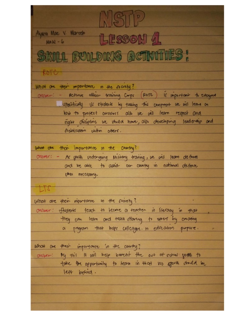 SKILL BUILDING ACTIVITIES-Marcelo, Alyssa | PDF