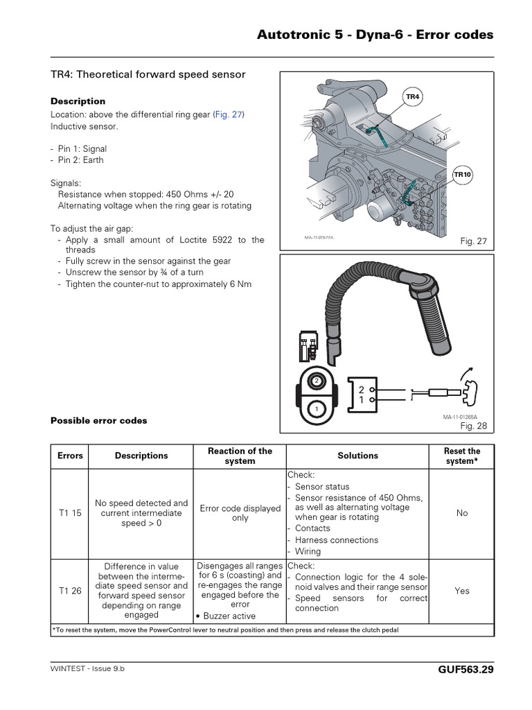 Autotronic 5 - Dyna-6 - Error Codes: TR4: Theoretical Forward Speed ...