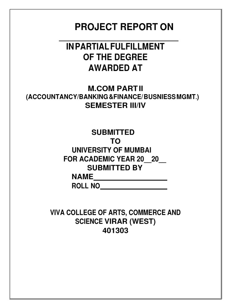 Mcom Project Certificate Word File | PDF