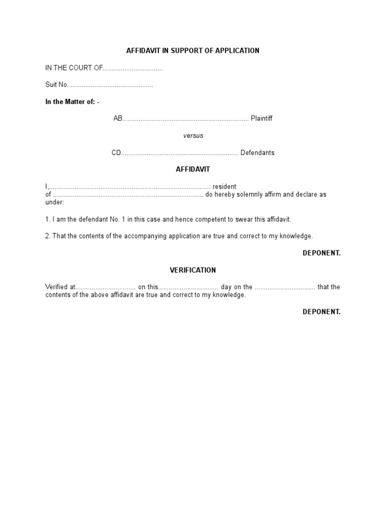 Affidavit in Support of Application | PDF