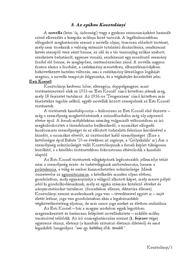 Kosztolányi-Epikája - Kieg | PDF